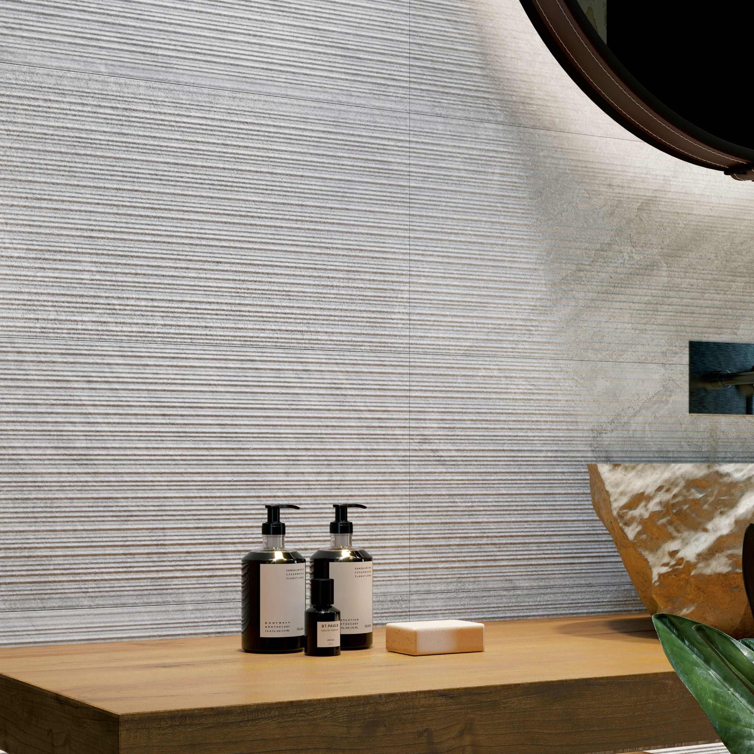 Putney White Lines Decor Tile – Tileflair