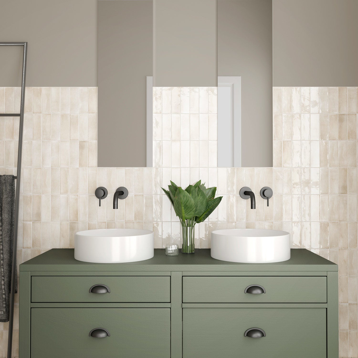 Aruba Oat Cream Gloss Wall Tiles | Modern Wall Tiles | Tileflair