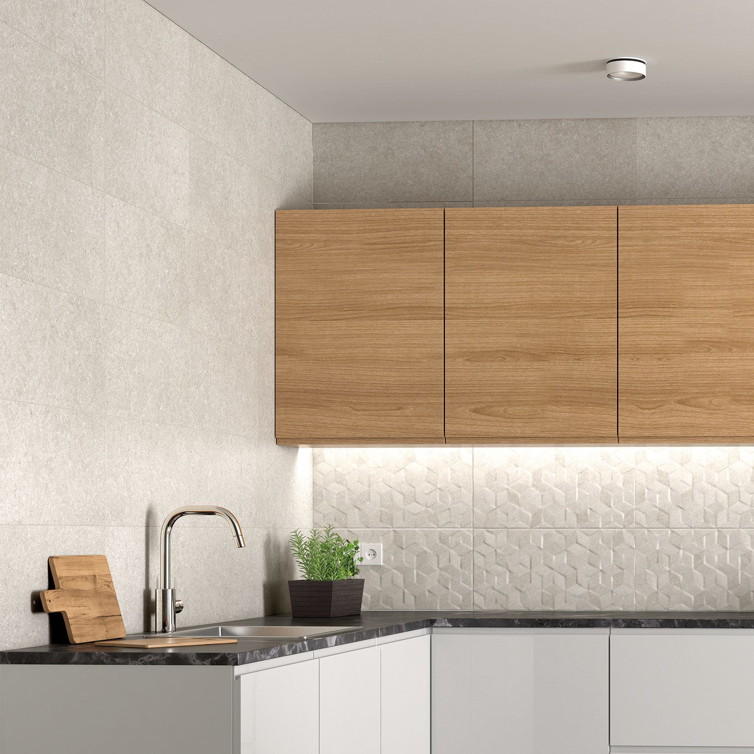 Wall Tile Kitchen Backsplash SPC Wall Panel Tiles Hexagon Look Kitchen