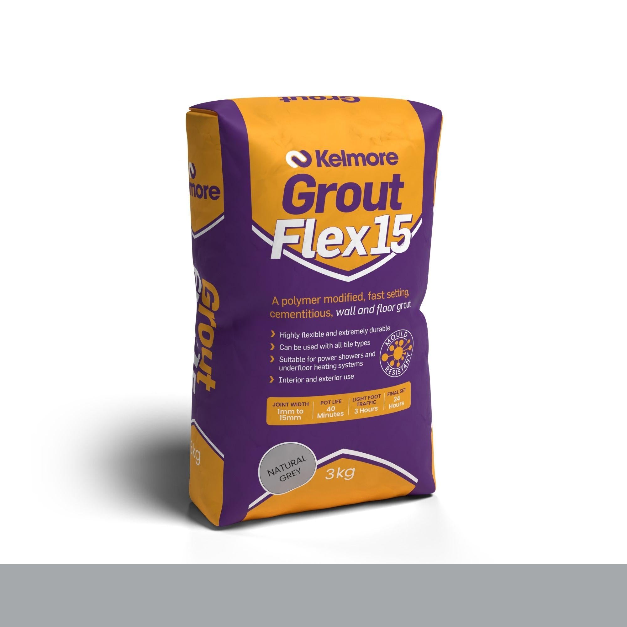 Kelmore Natural Grey Flex-15 Grout 3kg – Tileflair