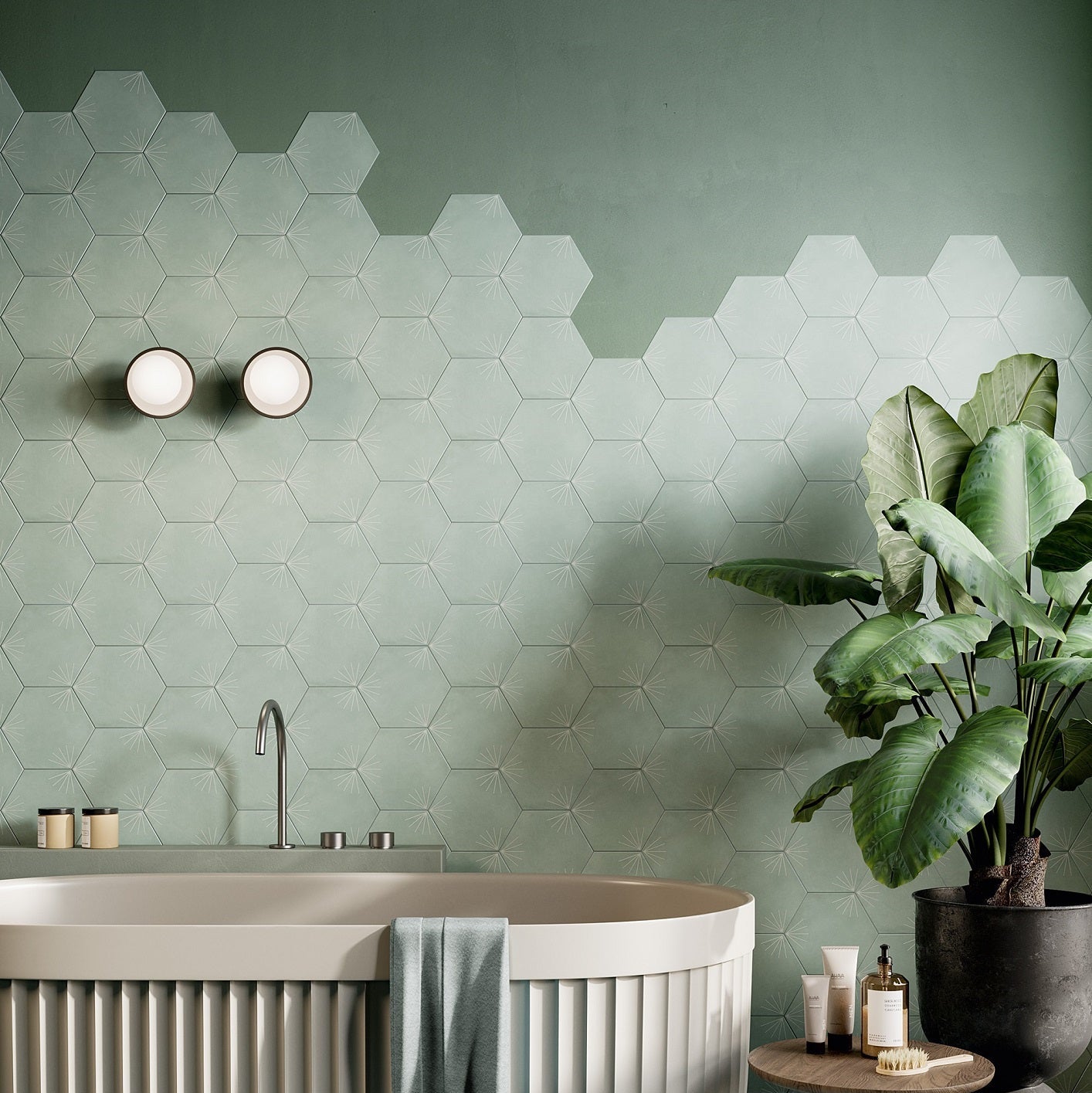 Osaka Mint Art Hexagon Tile – Tileflair