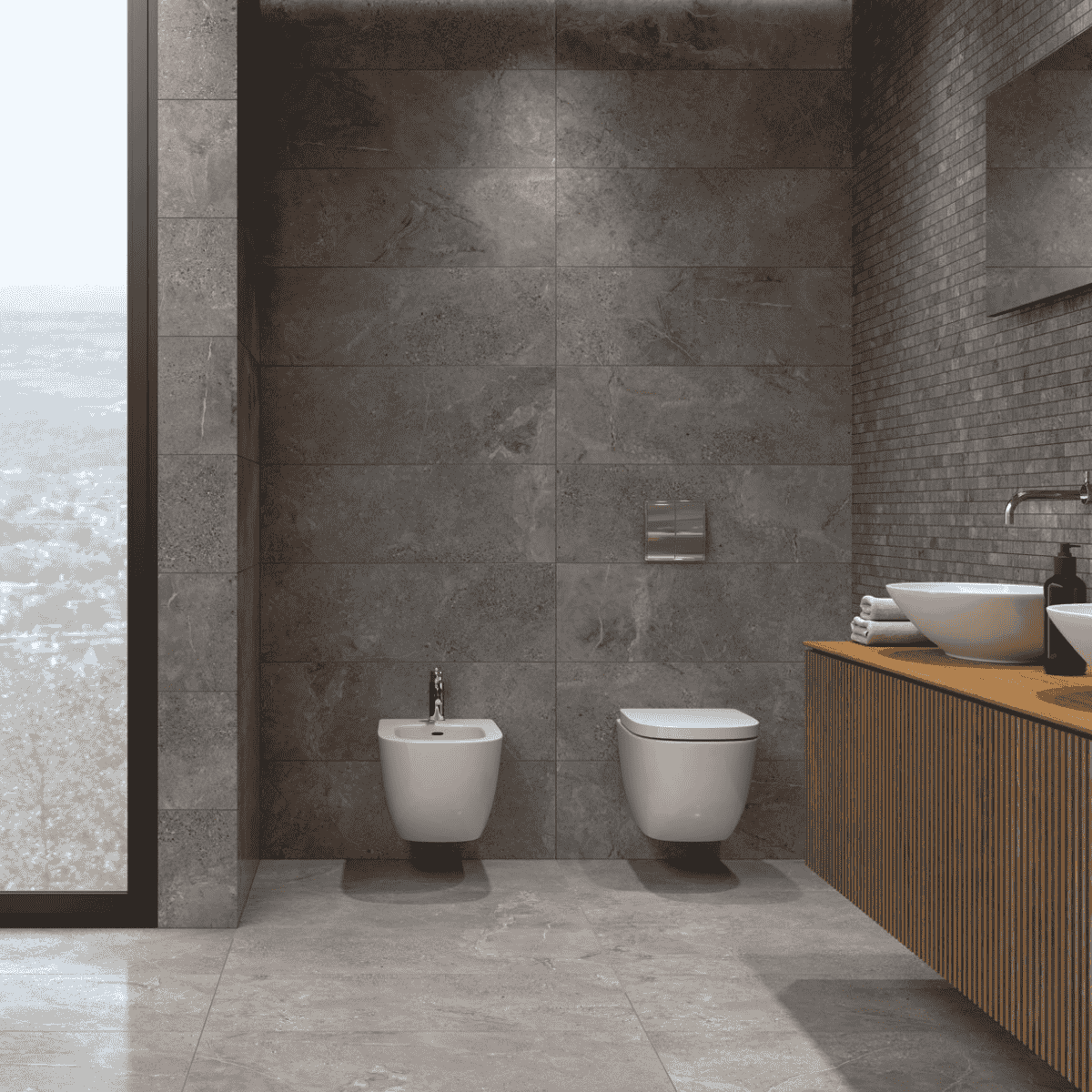 Porto Anthracite Satin Tile – Tileflair